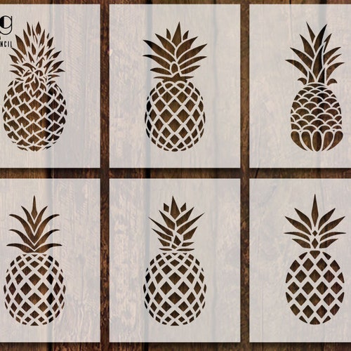 8 Pineapple Digital Stencil and Decal Templates SVG DXF Cut - Etsy