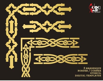 Damask Arabesque Corner Border Stencil / Decal Digital | Etsy