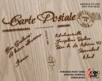 6 Vintage Post Card Digital Stencil Templates SVG DXF Cut | Etsy