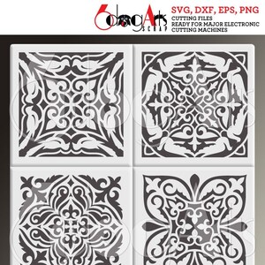 4 Tile Digital Stencil Template Designs SVG DXF Vector Files - Etsy