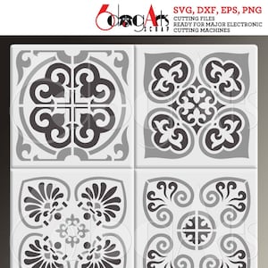 4 Tile Digital Stencil Template Designs SVG DXF Vector Files - Etsy