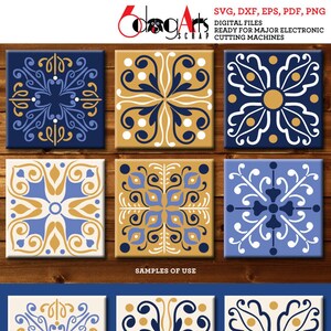 6 Mexican Talavera Tile Digital Stencil Templates SVG DXF Vector Files ...