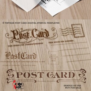 6 Vintage Post Card Digital Stencil Templates SVG DXF Vector Files Diy ...