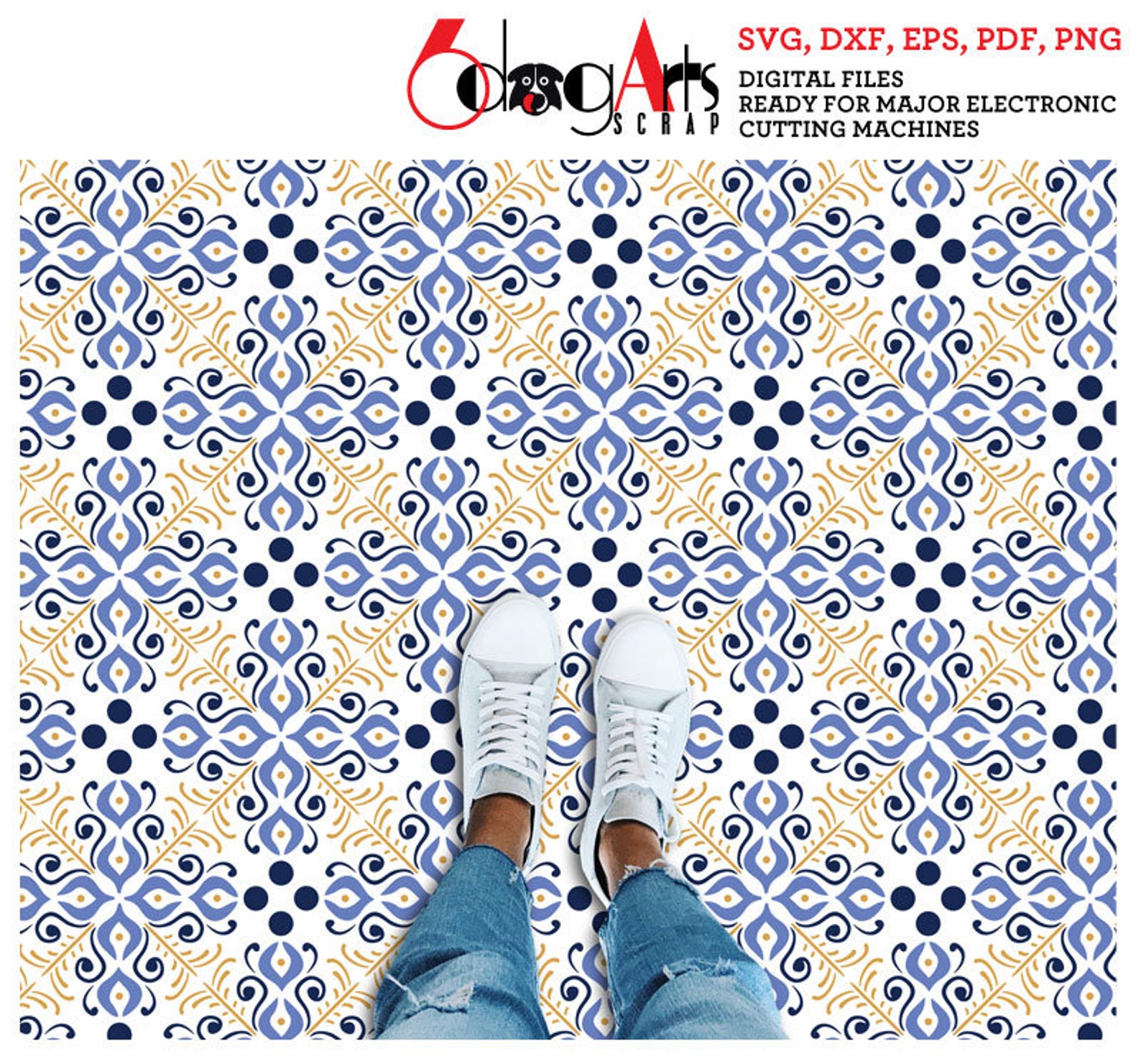 6 Mexican Talavera Tile Digital Stencil Templates SVG DXF Vector Files ...