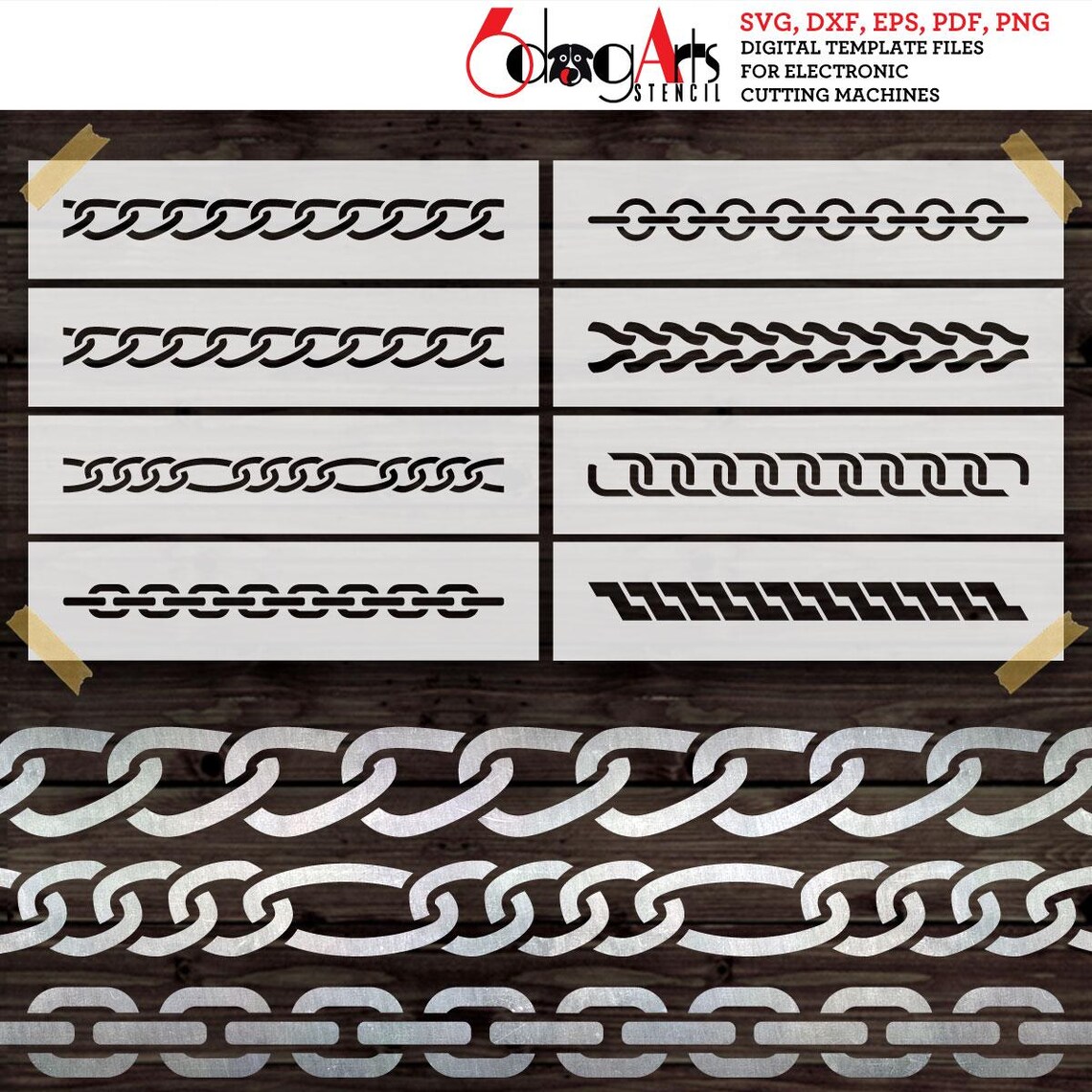 Chains Digital Stencil Template SVG DXF Files for Laser Cricut Cutting ...