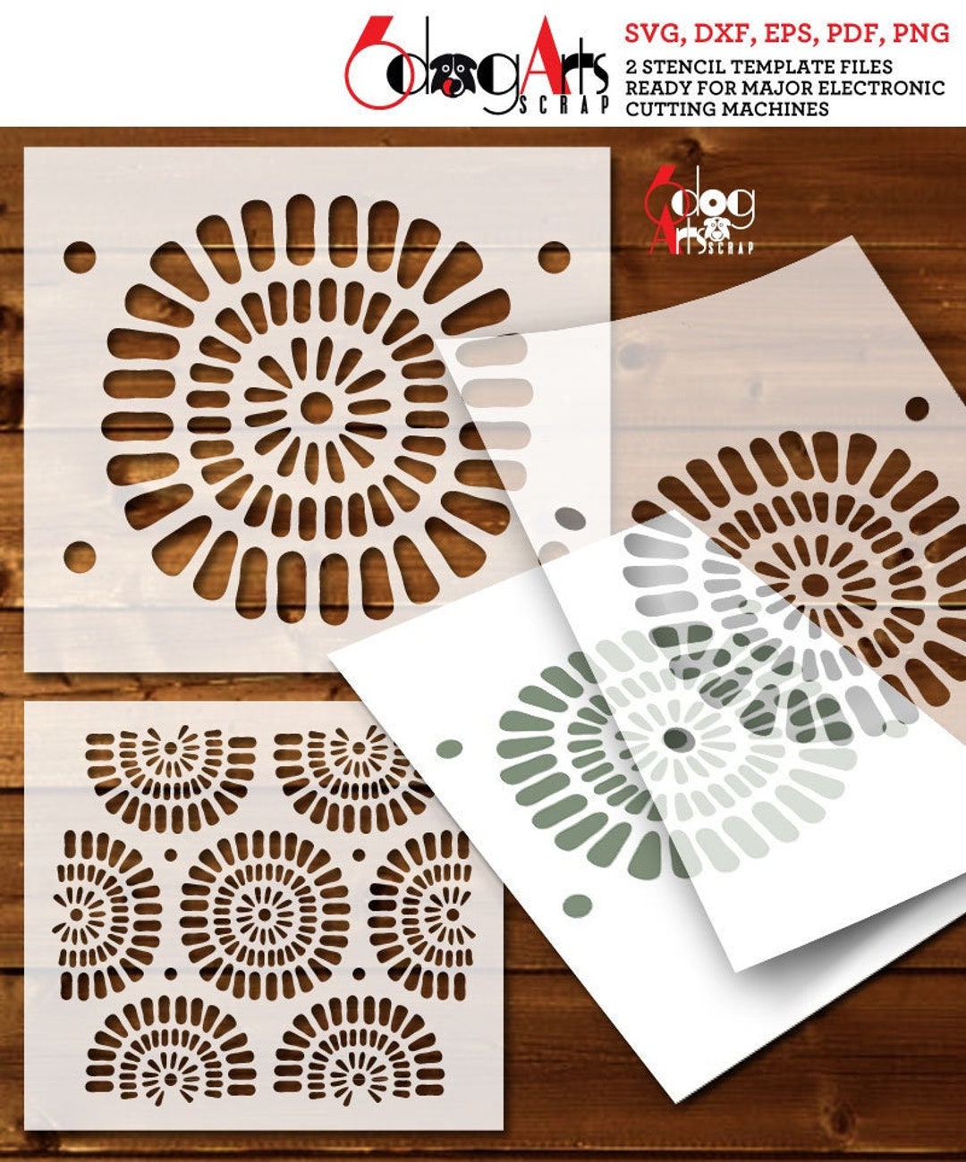 2 Sundial Circles Digital Stencil Templates Vector SVG DXF - Etsy