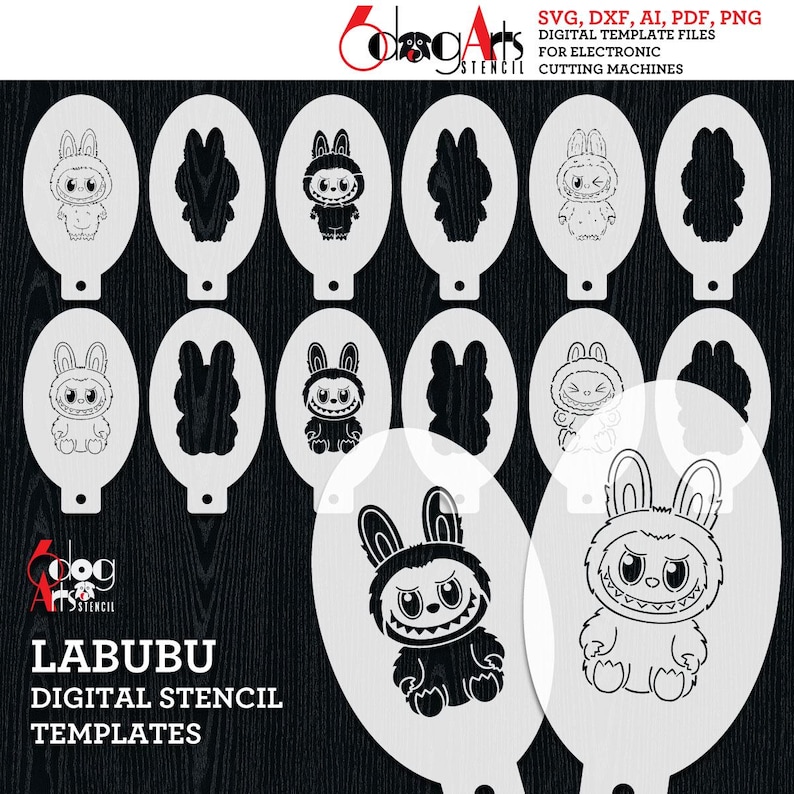 Kawaii Monster Stencil Bundle: Face Painting, Laser Cutting (digital ...
