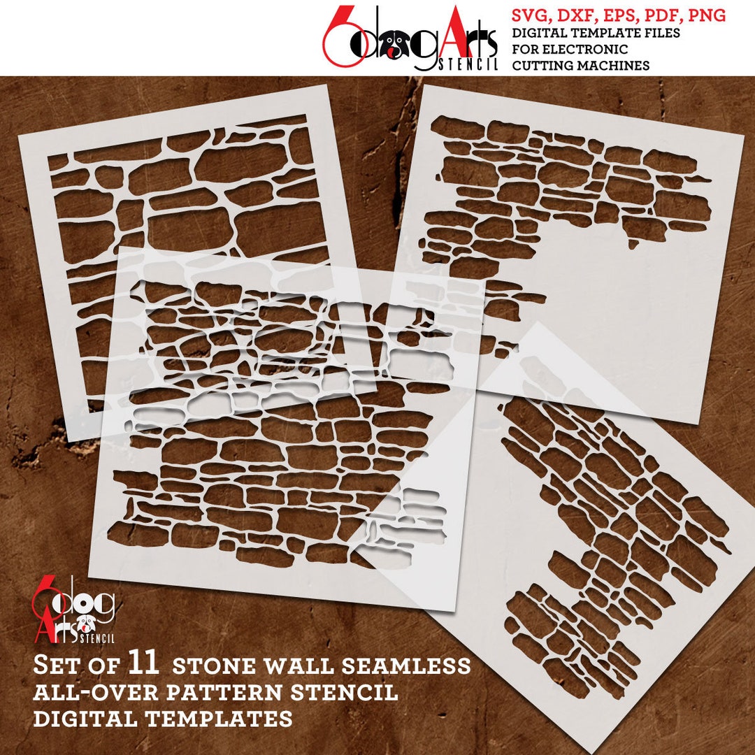 11 Stone Wall Seamless Allover Pattern Digital Stencil Templates Vector ...