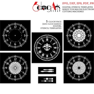 4 Clock Face Digital Stencil Templates SVG DXF Vector Files Mylar Film ...