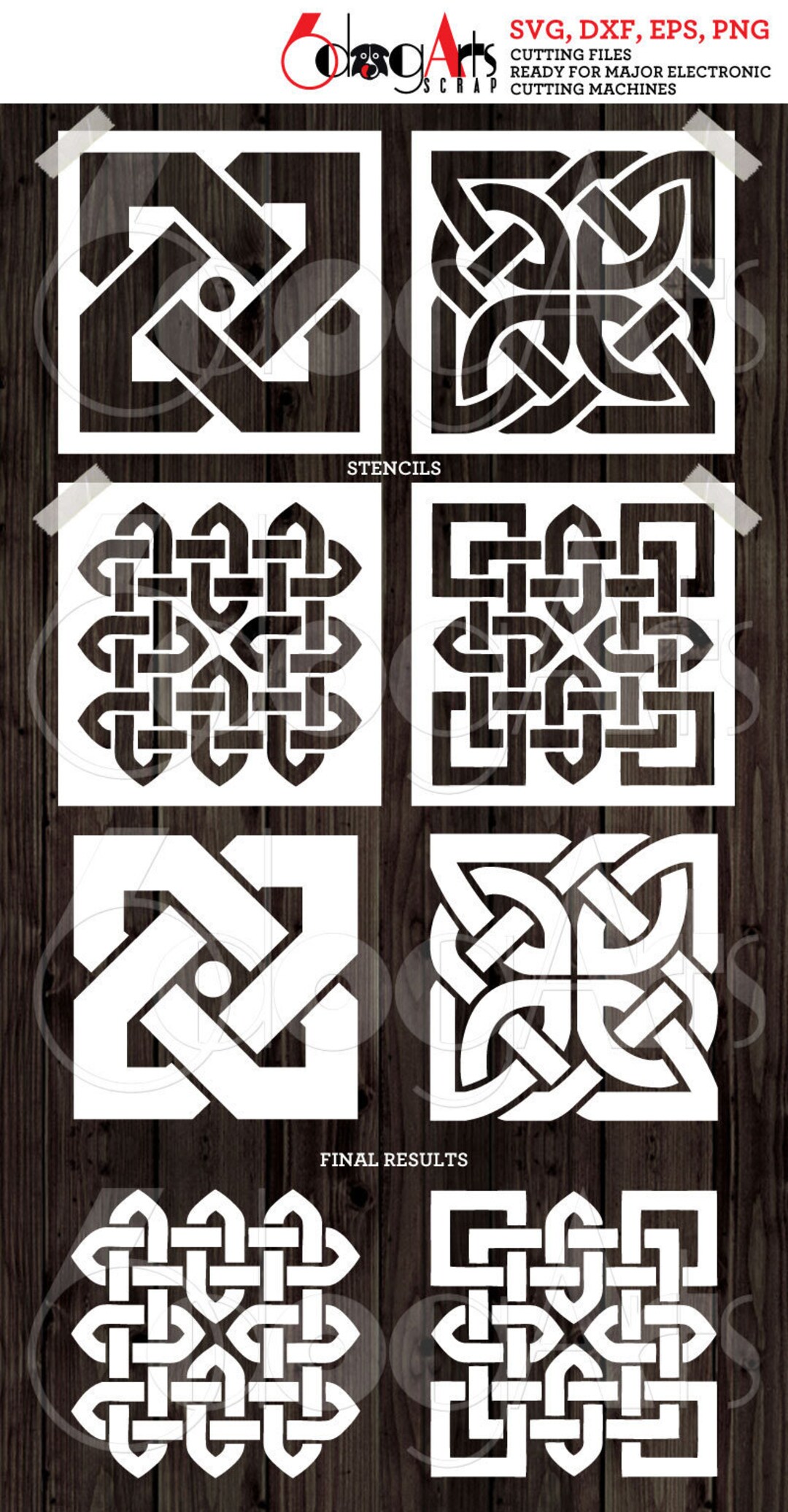 4 Celtic Tile Digital Stencil Template Designs SVG DXF Files - Etsy