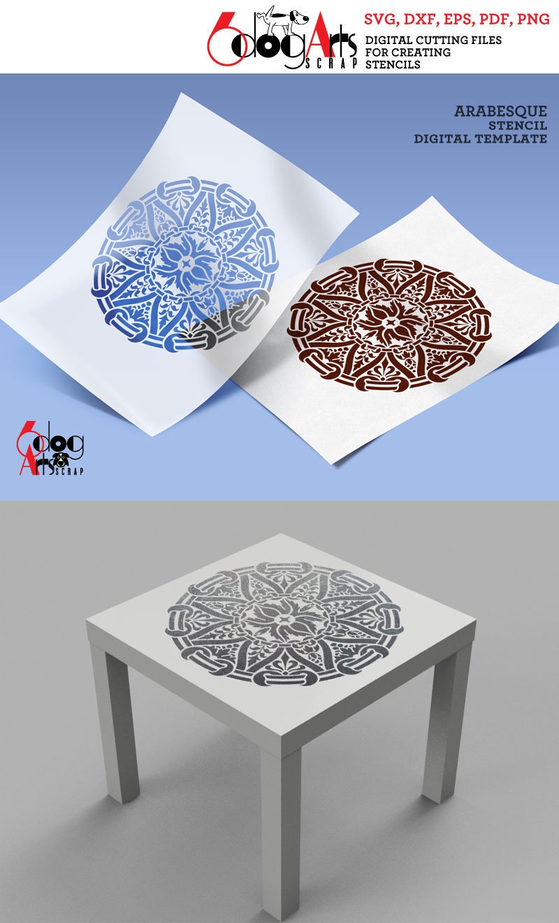 Damask Arabesque Mandala Stencil Digital Template SVG DXF Cut | Etsy