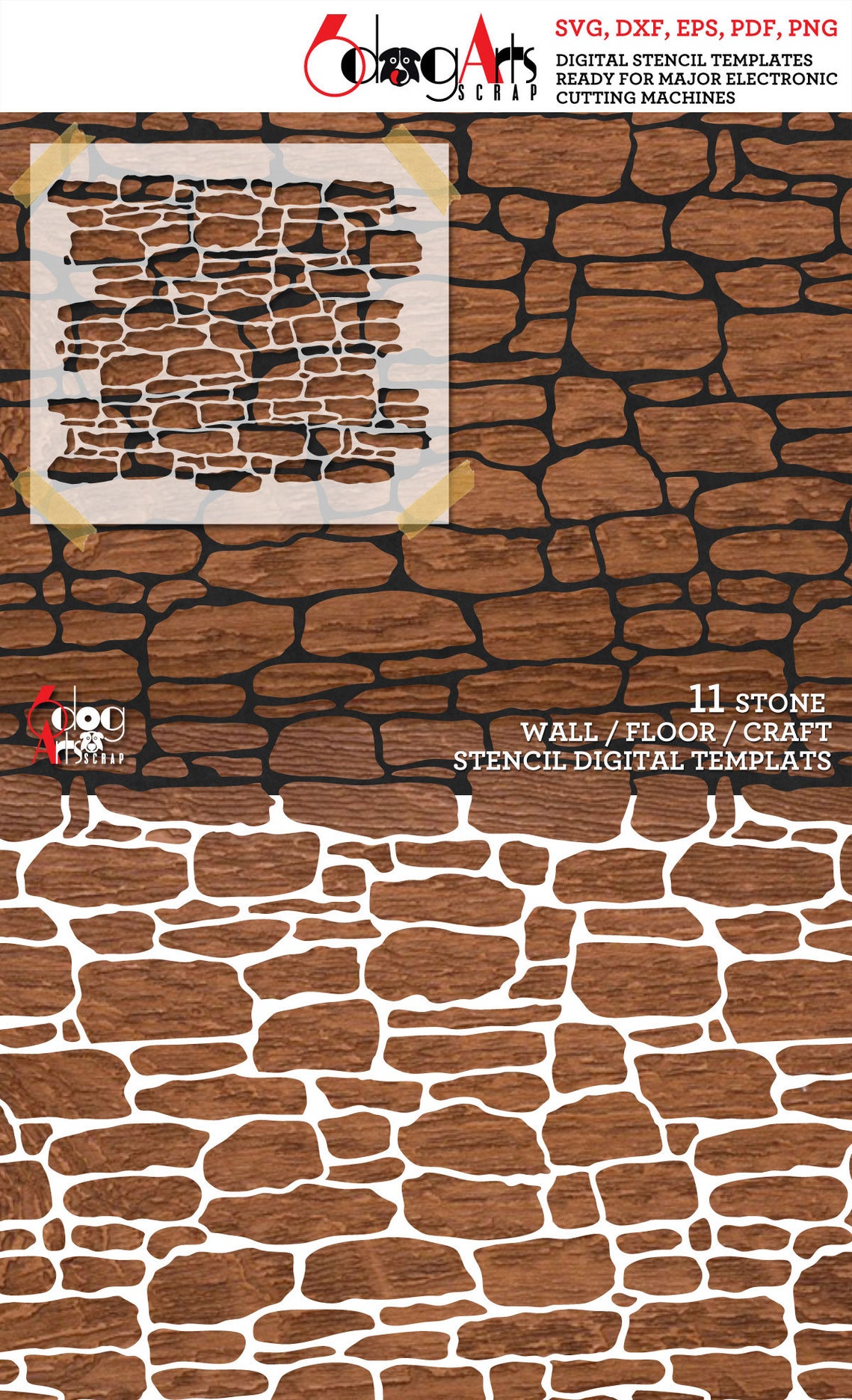 11 Stone Wall Seamless Allover Pattern Digital Stencil Templates Vector ...