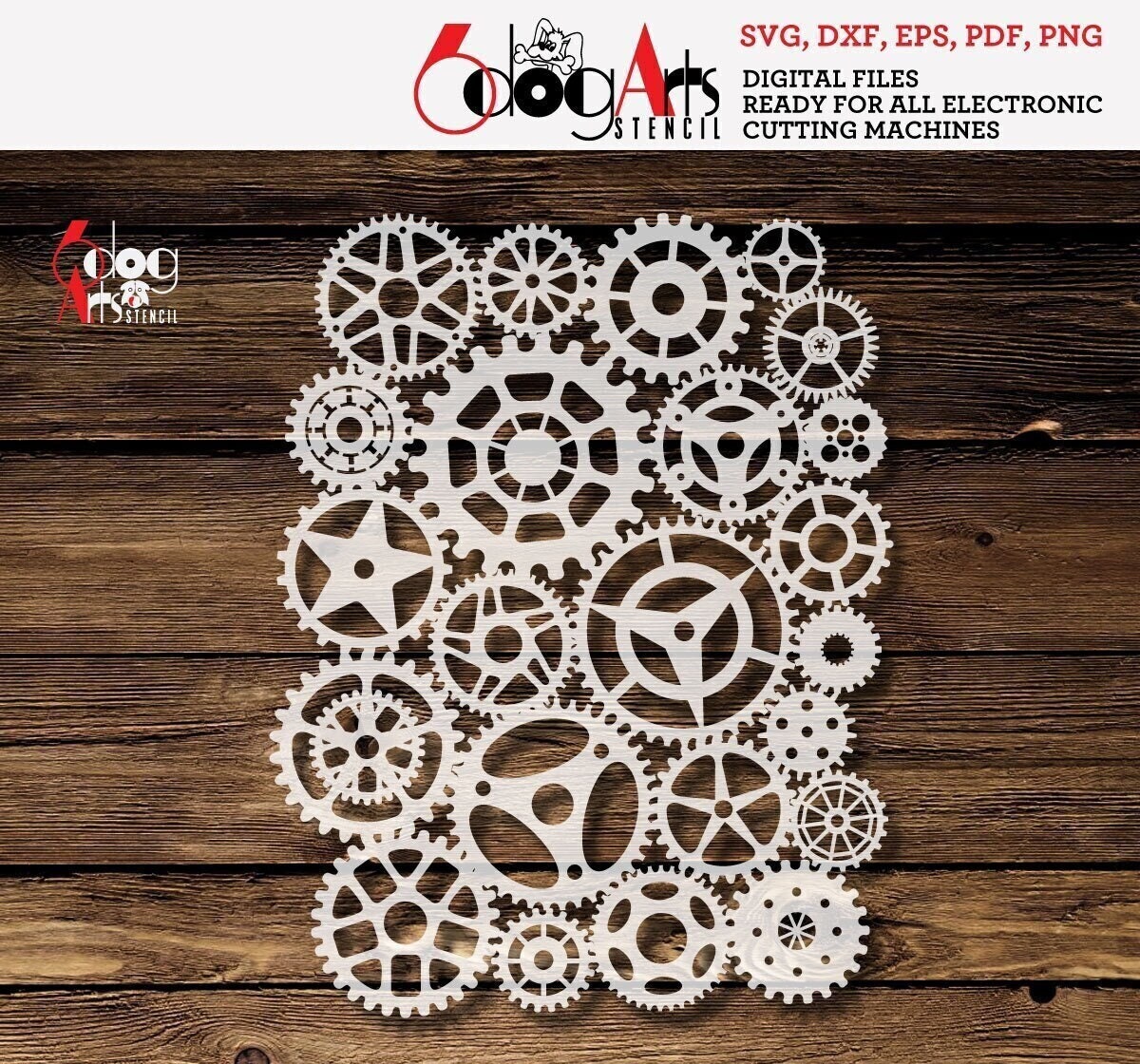Cogs & Gears Digital Stencil Template SVG DXF Vector Files - Etsy Australia