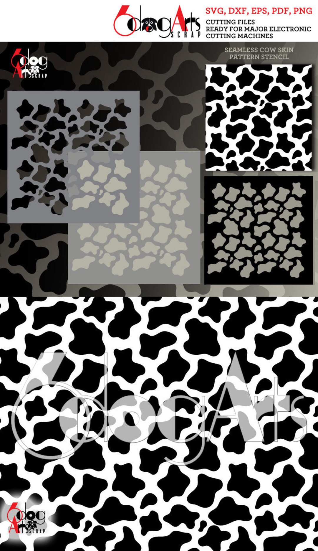 Seamless Cow Print Digital Pattern Stencil Vector Cut Files - Etsy