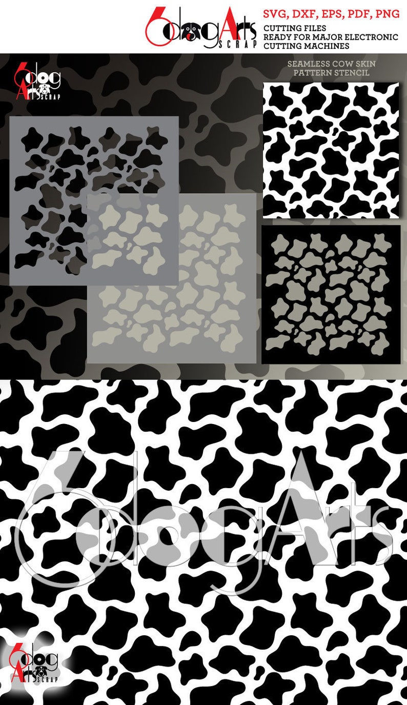 Seamless Cow Print Digital Pattern Stencil Vector Cut Files | Etsy