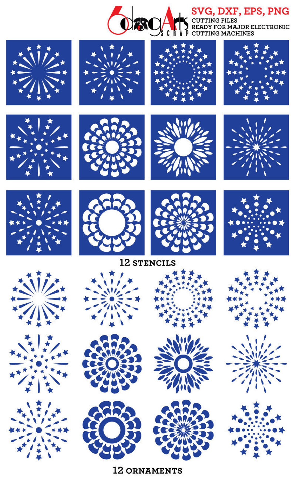 12 Digital Stencils SVG DXF Cut Files Pattern Template Craft Supply ...