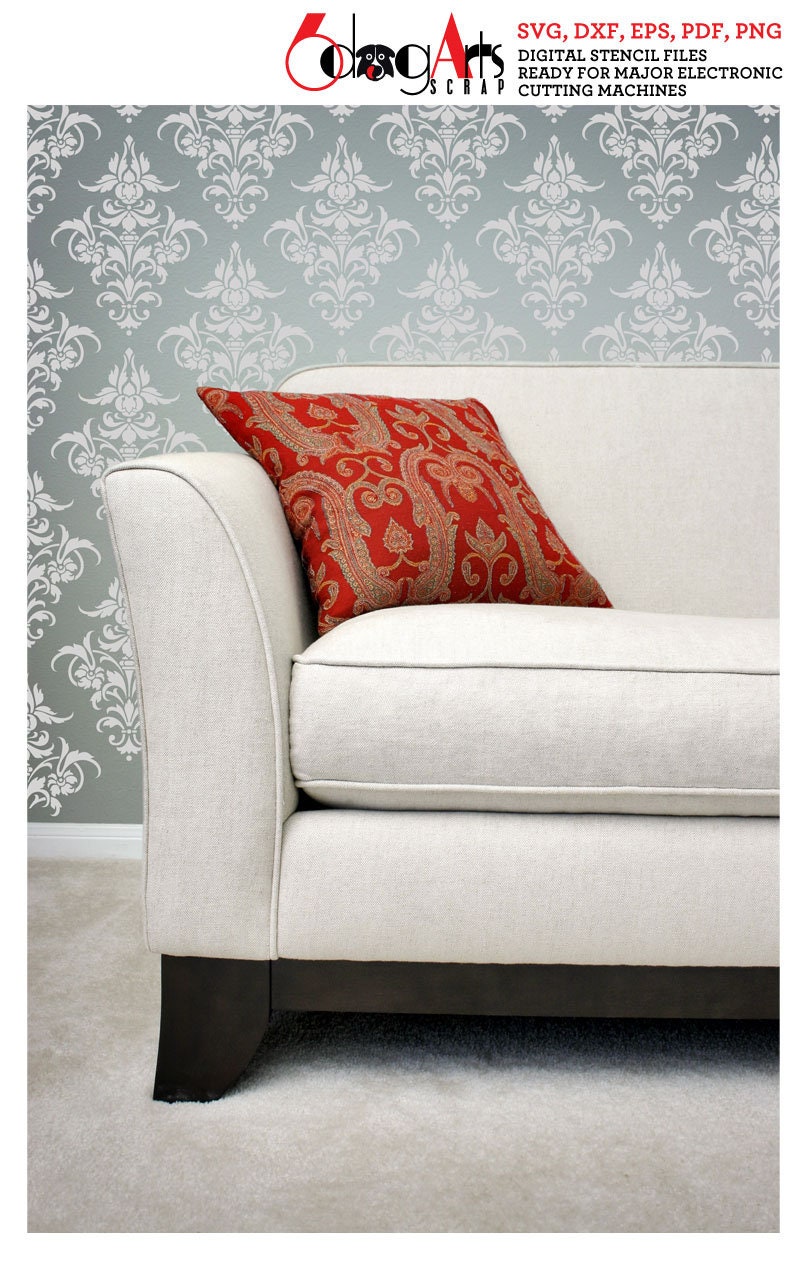 Baroque Wall Digital Stencil Vector Cut Files SVG DXF Diy Template ...
