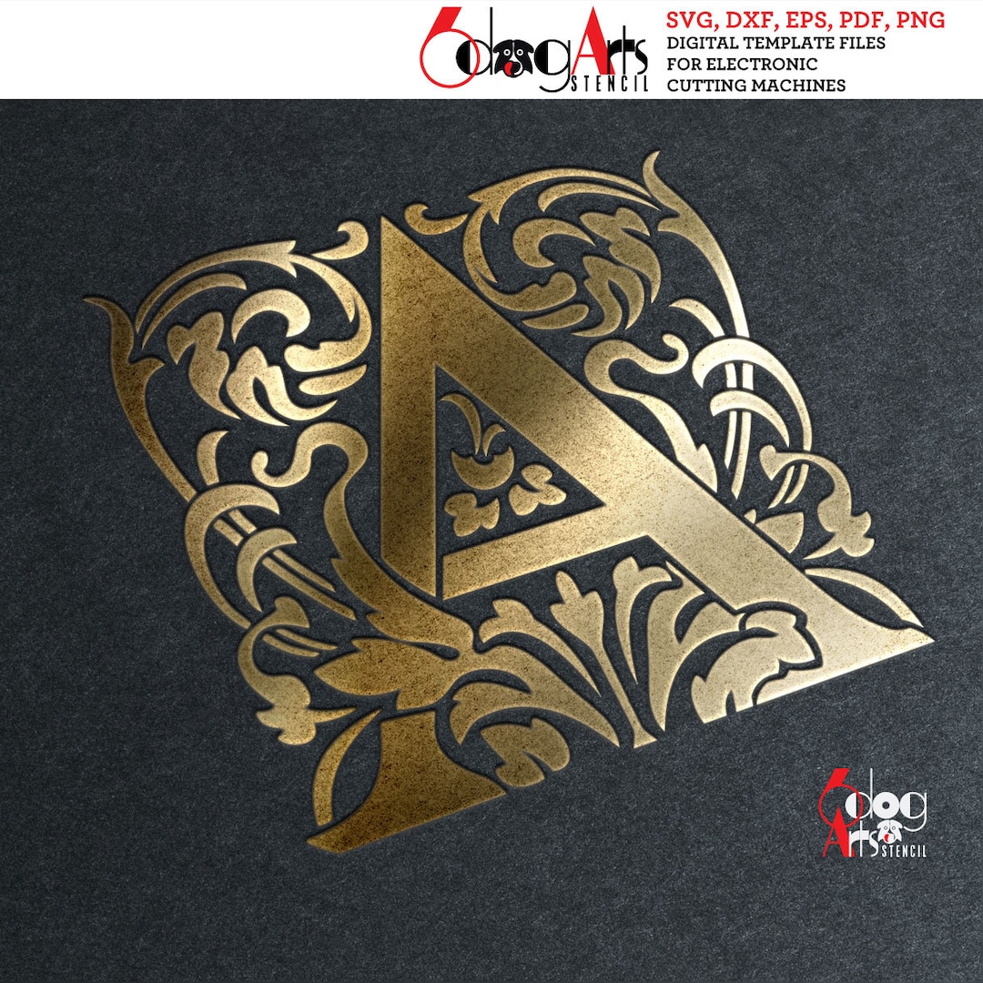 2 Monogram Alphabet Letter A Stencil and Decal Diy Templates SVG DXF ...