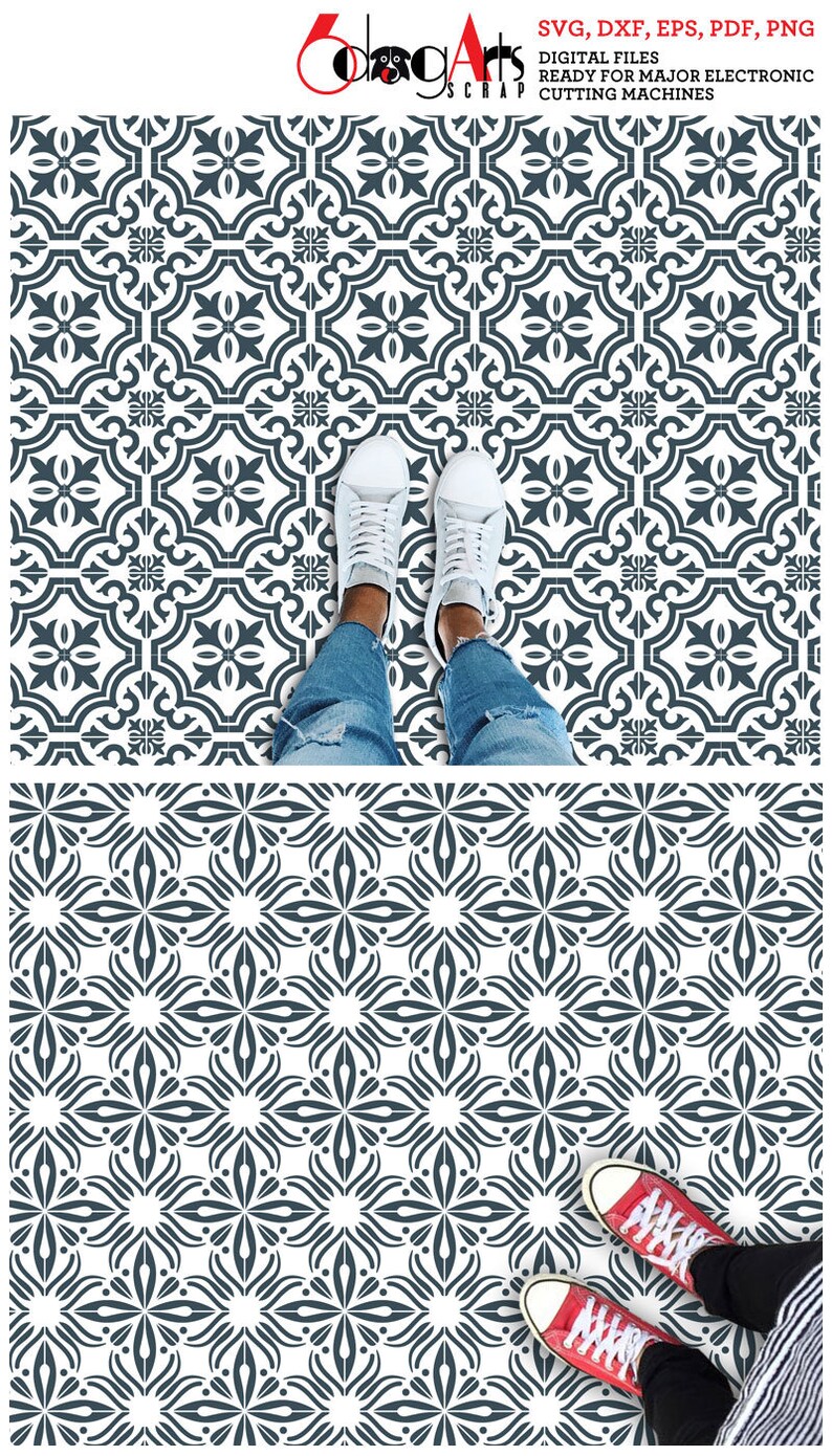 18 Tile, Wall, Floor, Cookie Stencil Digital Templates SVG DXF Files ...