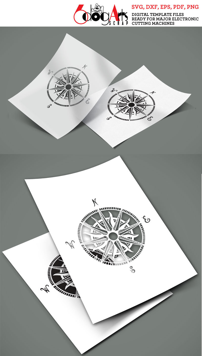 Antique Compass Rose Stencil / Decal Digital Templates SVG DXF Vector ...