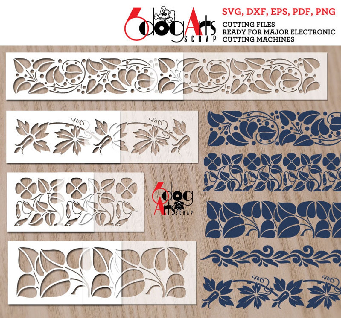10 Floral Border Digital Stencil Templates SVG DXF Files Diy - Etsy