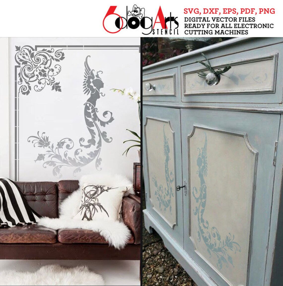 Baroque Design Stencil & Decal Digital Templates SVG DXF Files - Etsy