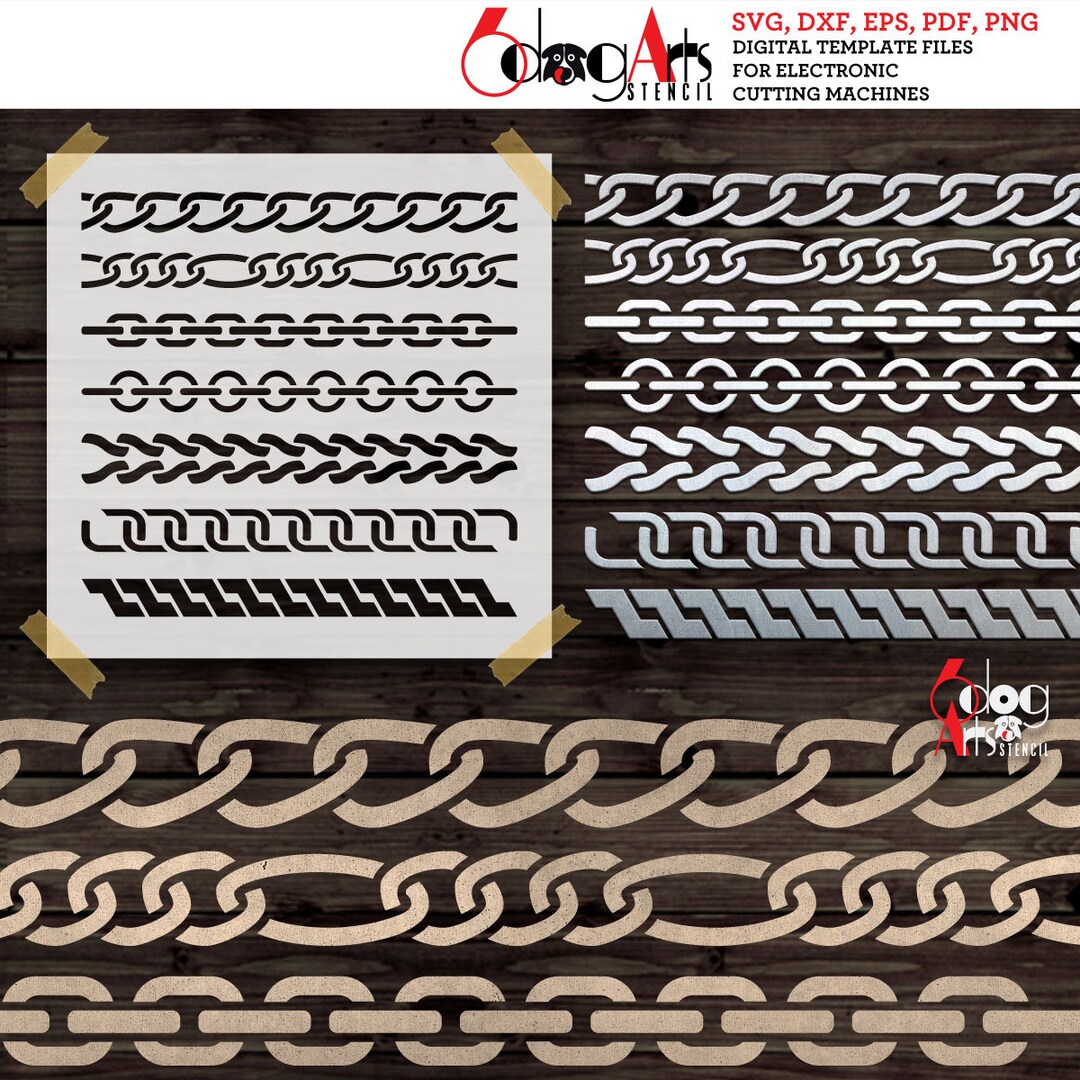 Chains Digital Stencil Template SVG DXF Eps Pdf Png Files Mylar Film ...