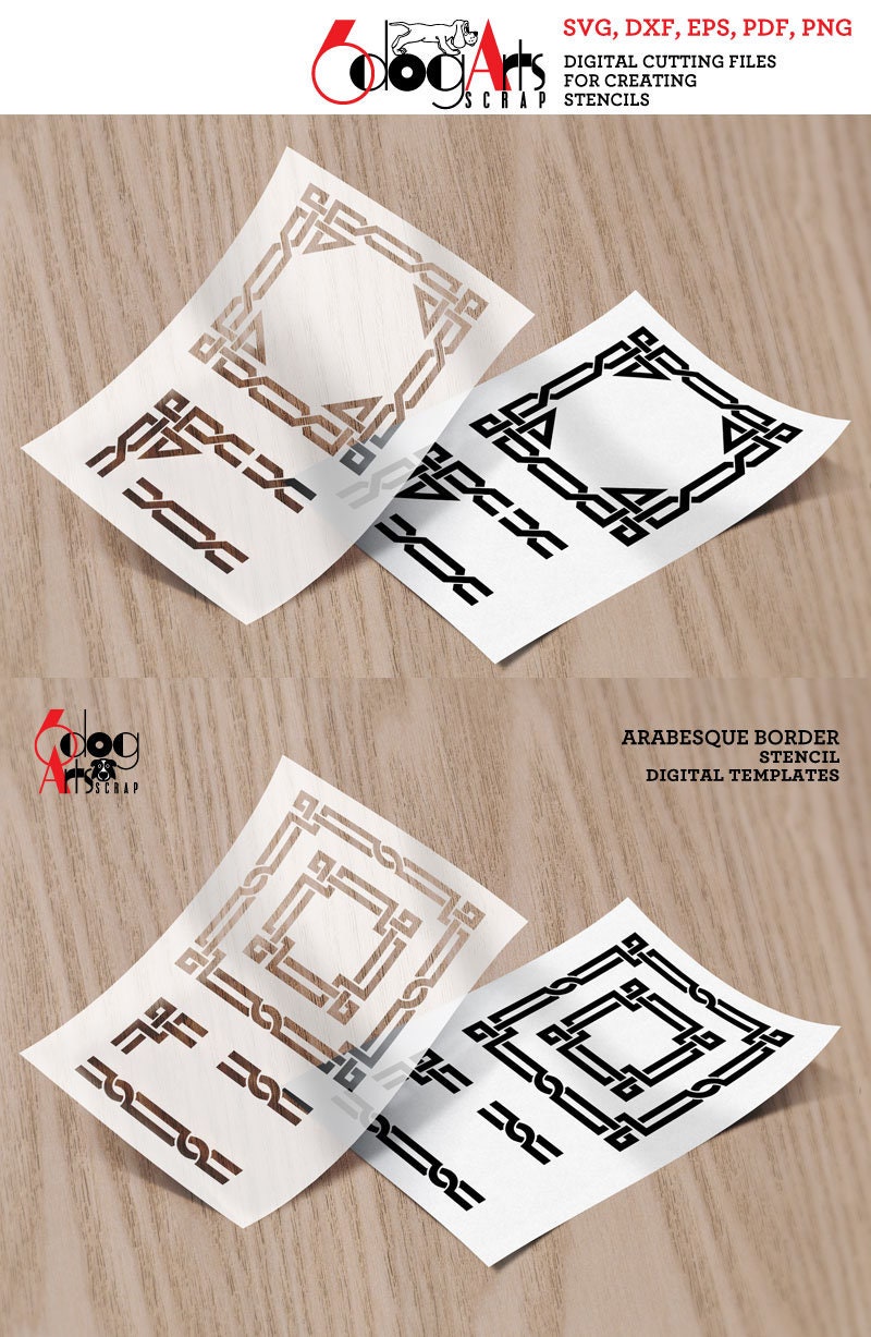 Arabesque Border Stencil & Decal Digital Templates SVG DXF Cut | Etsy