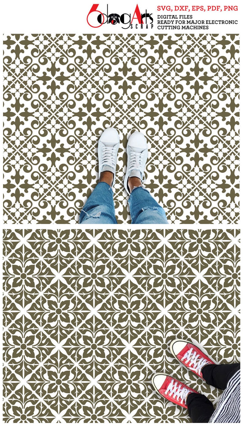 16 Tile, Wall, Floor, Cookie Stencil Digital Templates SVG Dxf Pdf ...