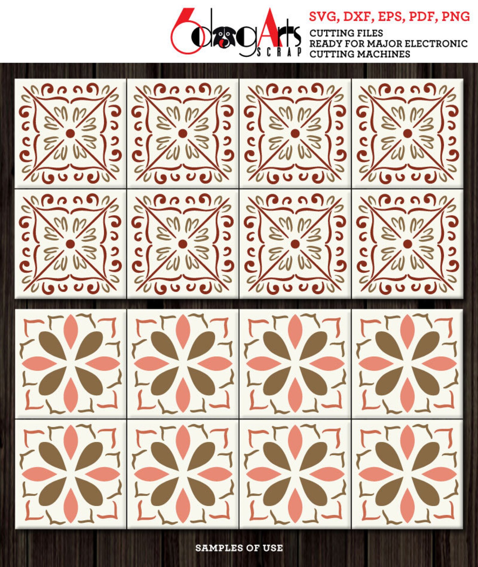 4 Mexican Talavera Tile Digital Stencil Templates SVG DXF - Etsy Australia