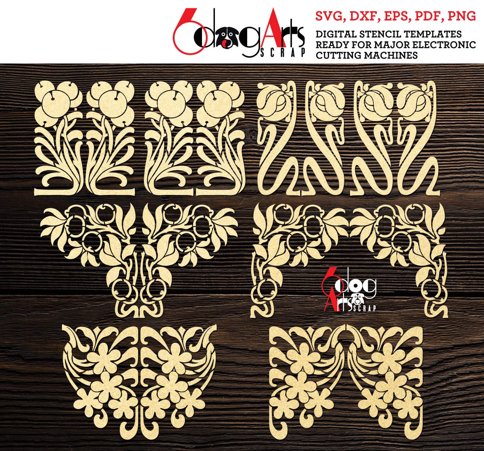 Art Deco Digital Stencil Templates SVG DXF Vector Files Mylar | Etsy