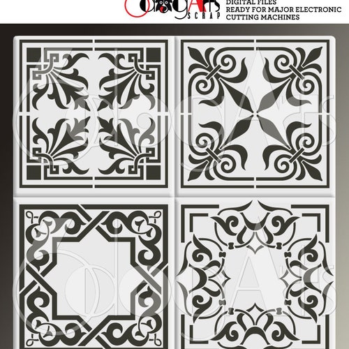 Floor Tile Stencil Digital Template SVG DXF Eps Png File for - Etsy Canada