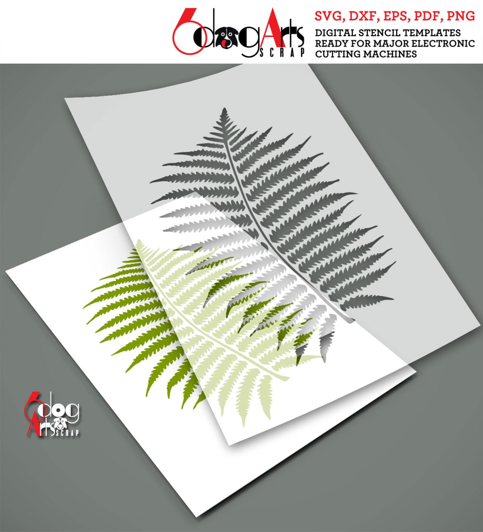 3 Fern Digital Stencil Templates SVG DXF Vector Files Mylar Film ...