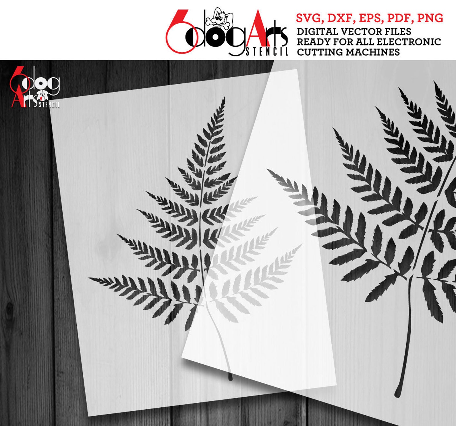 3 Fern Digital Stencil Templates SVG DXF Vector Files Mylar Film ...