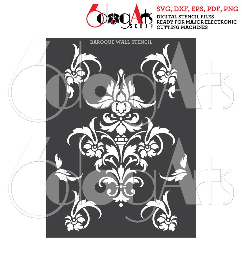 Baroque Wall Digital Stencil Vector Cut Files SVG DXF Diy Template ...