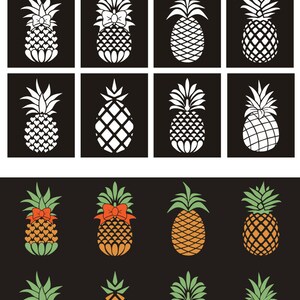 8 Pineapple Digital Stencil and Decal Templates SVG DXF Cut | Etsy