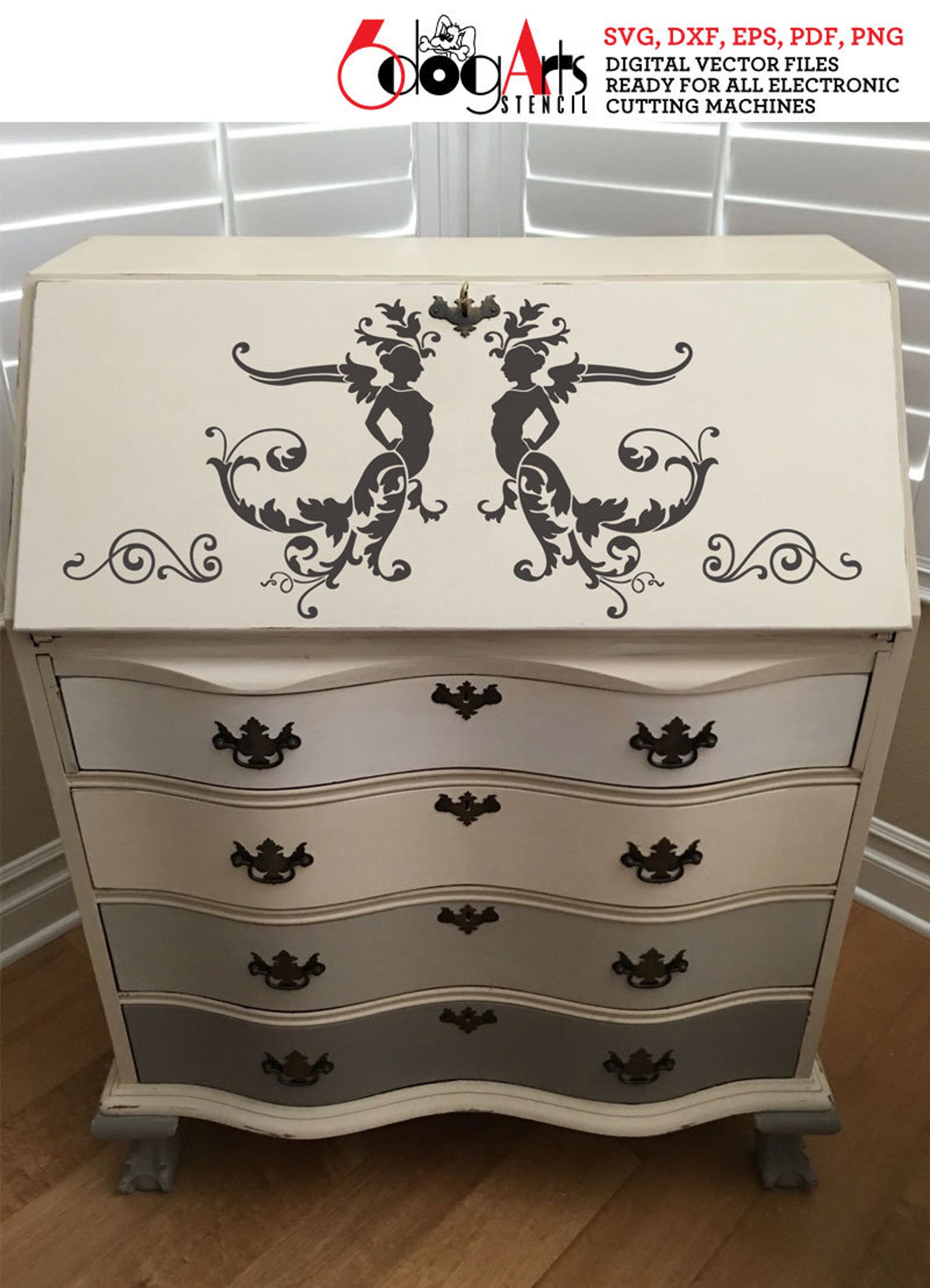 Baroque Design Stencil & Decal Digital Templates SVG DXF Files Vinyl ...