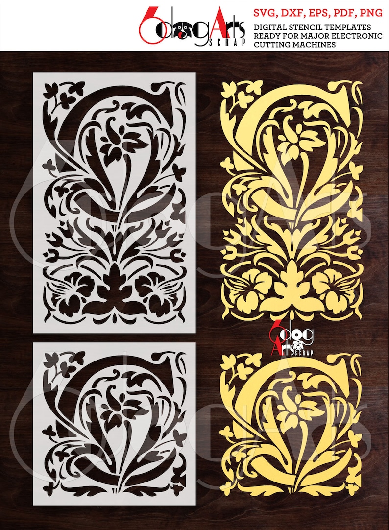 2 Monogram Alphabet Letter C Stencil and Decal Diy Templates | Etsy