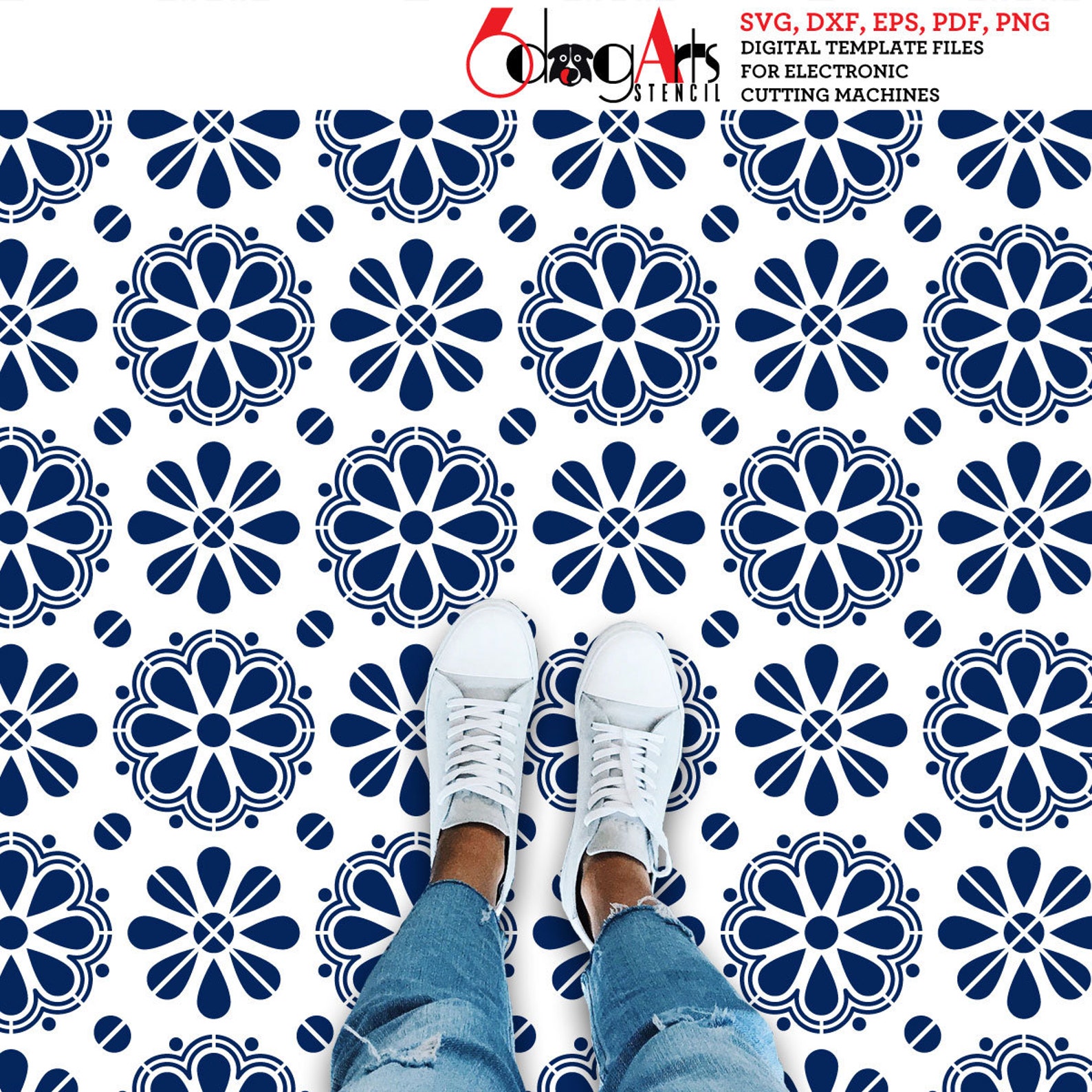 4 Mexican Talavera Tile Digital Stencil Templates SVG DXF Files Laser ...
