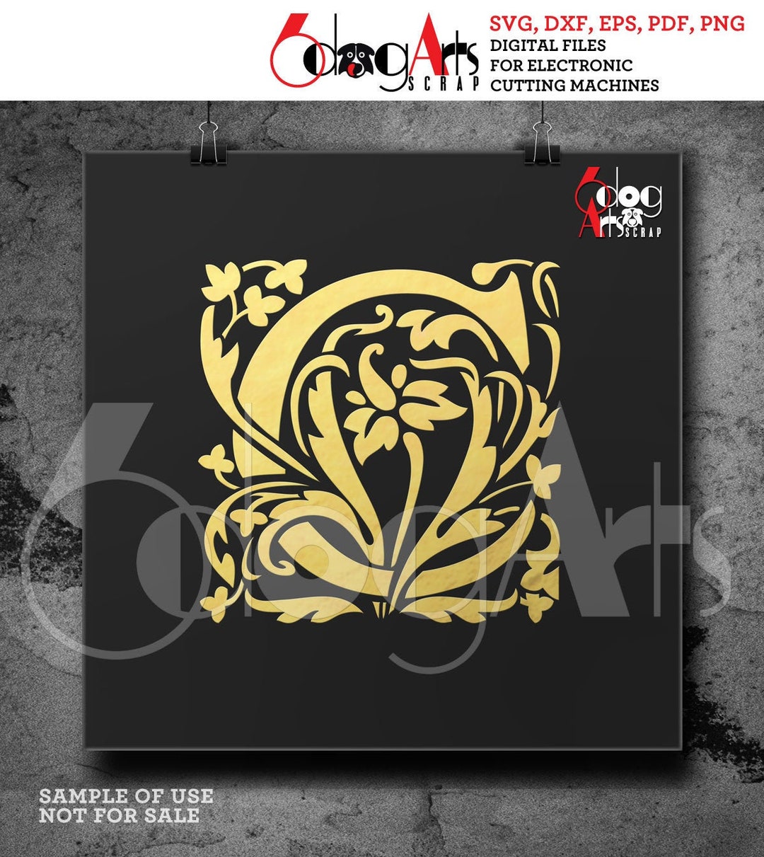 2 Monogram Alphabet Letter C Stencil and Decal Diy Templates SVG DXF ...