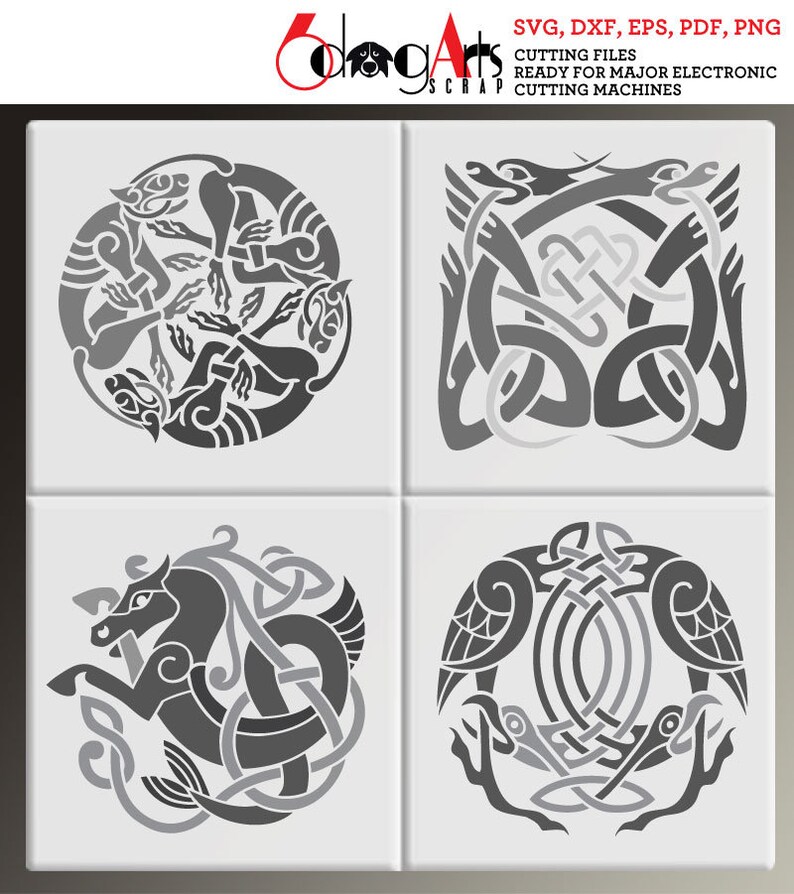 4 Celtic Mythology Digital Stencil Template Designs SVG DXF | Etsy