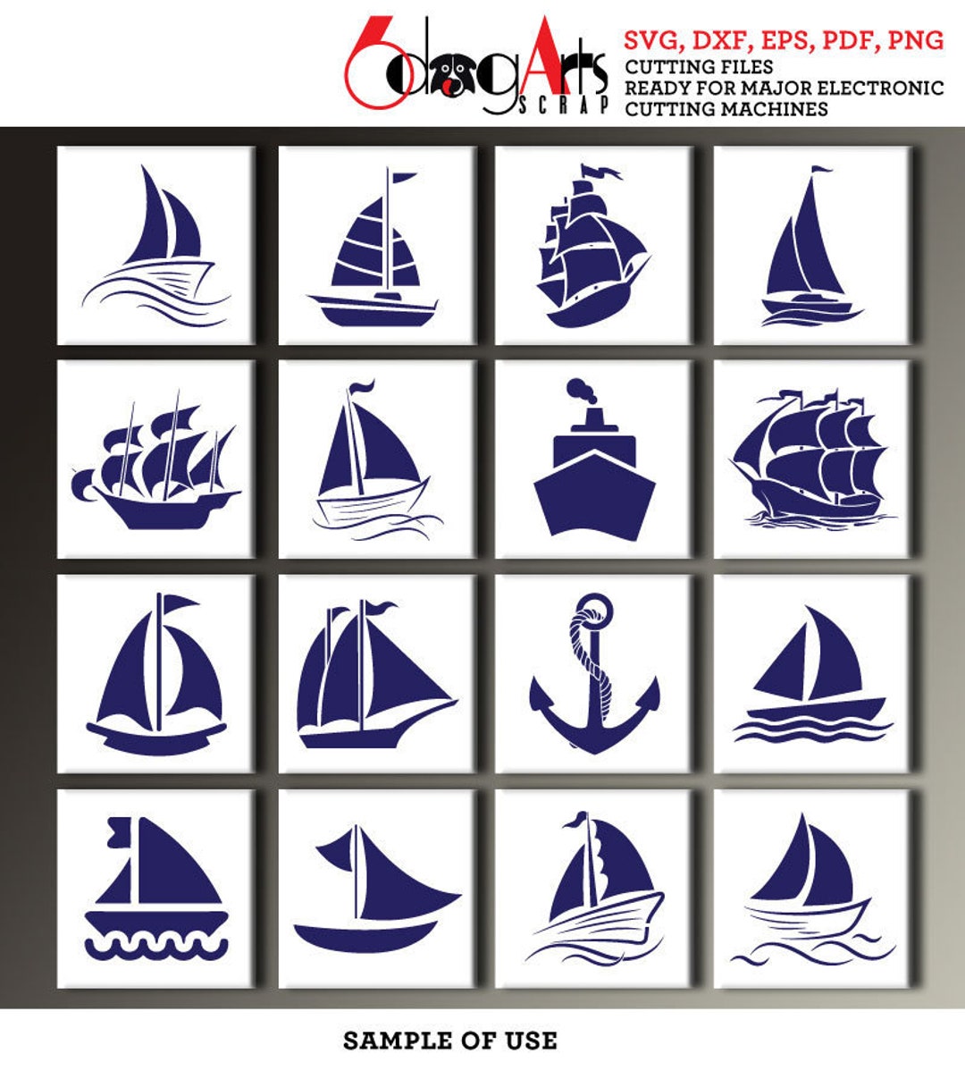 16 Sail Boat Digital Stencil and 16 Decal Templates SVG DXF - Etsy
