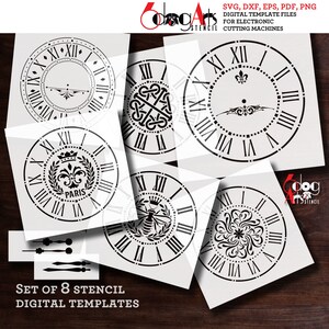 6 Clock Face Digital Stencil Templates SVG DXF Vector Files Mylar Film ...