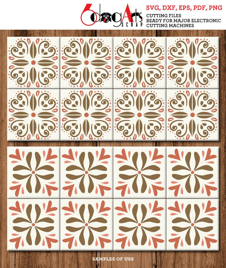4 Mexican Talavera Tile Digital Stencil Templates SVG DXF - Etsy Ireland