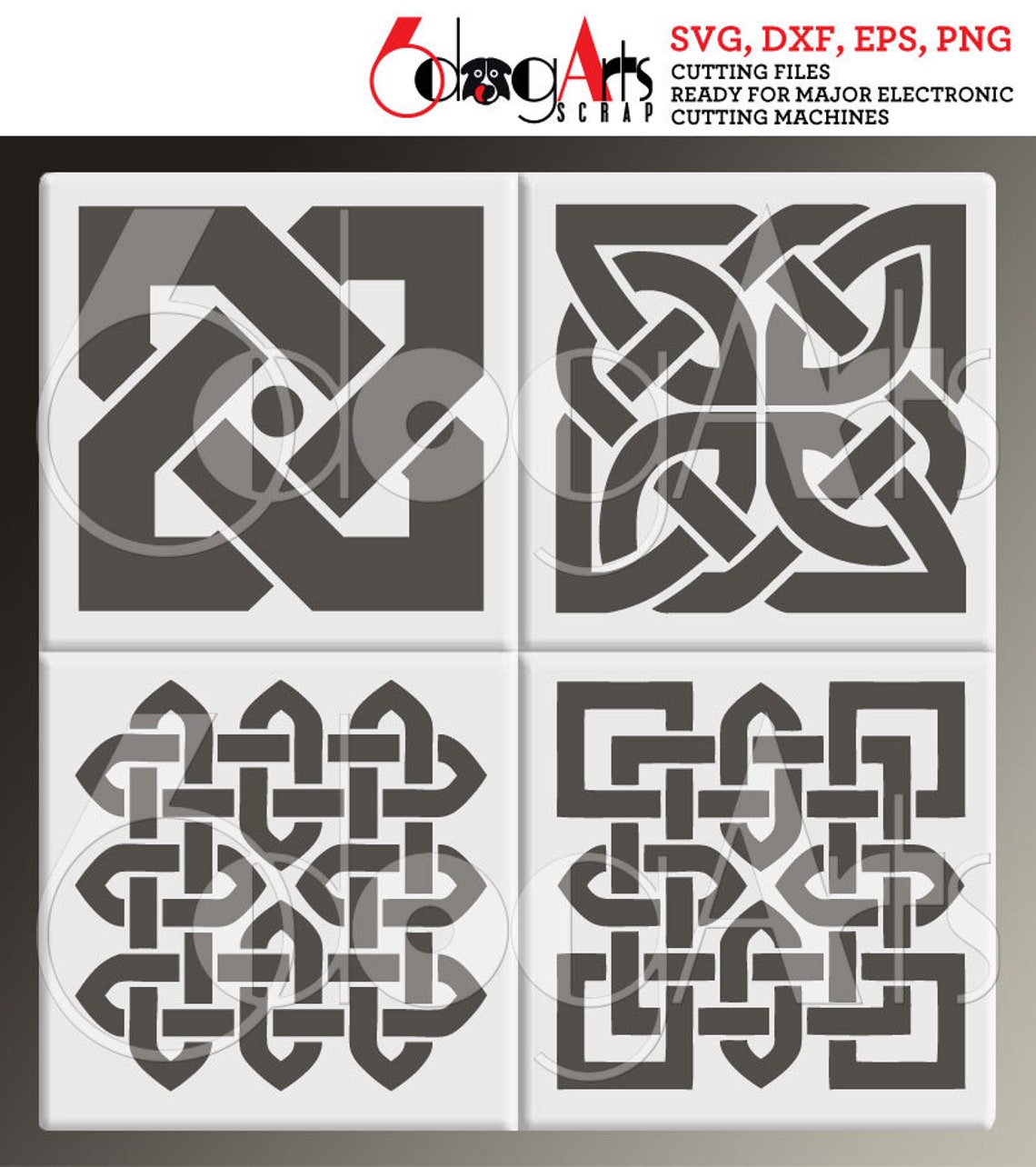 4 Celtic Tile Digital Stencil Template Designs SVG DXF Cut - Etsy