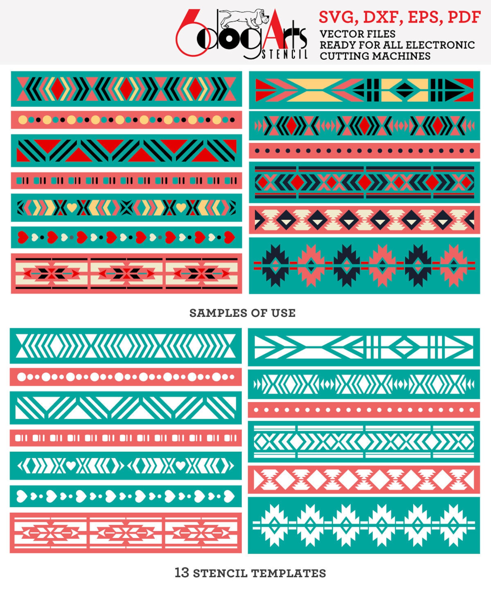 13 Native American Border Digital Stencil / Decal Templates - Etsy