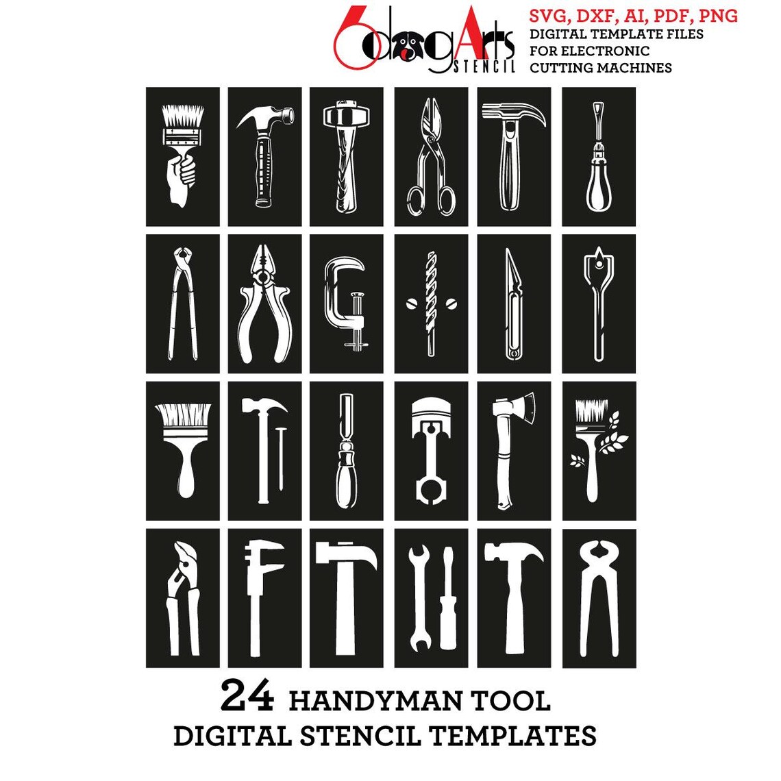 24+ Handyman Tools Digital Stencil Templates SVG DXF Files Mylar ...
