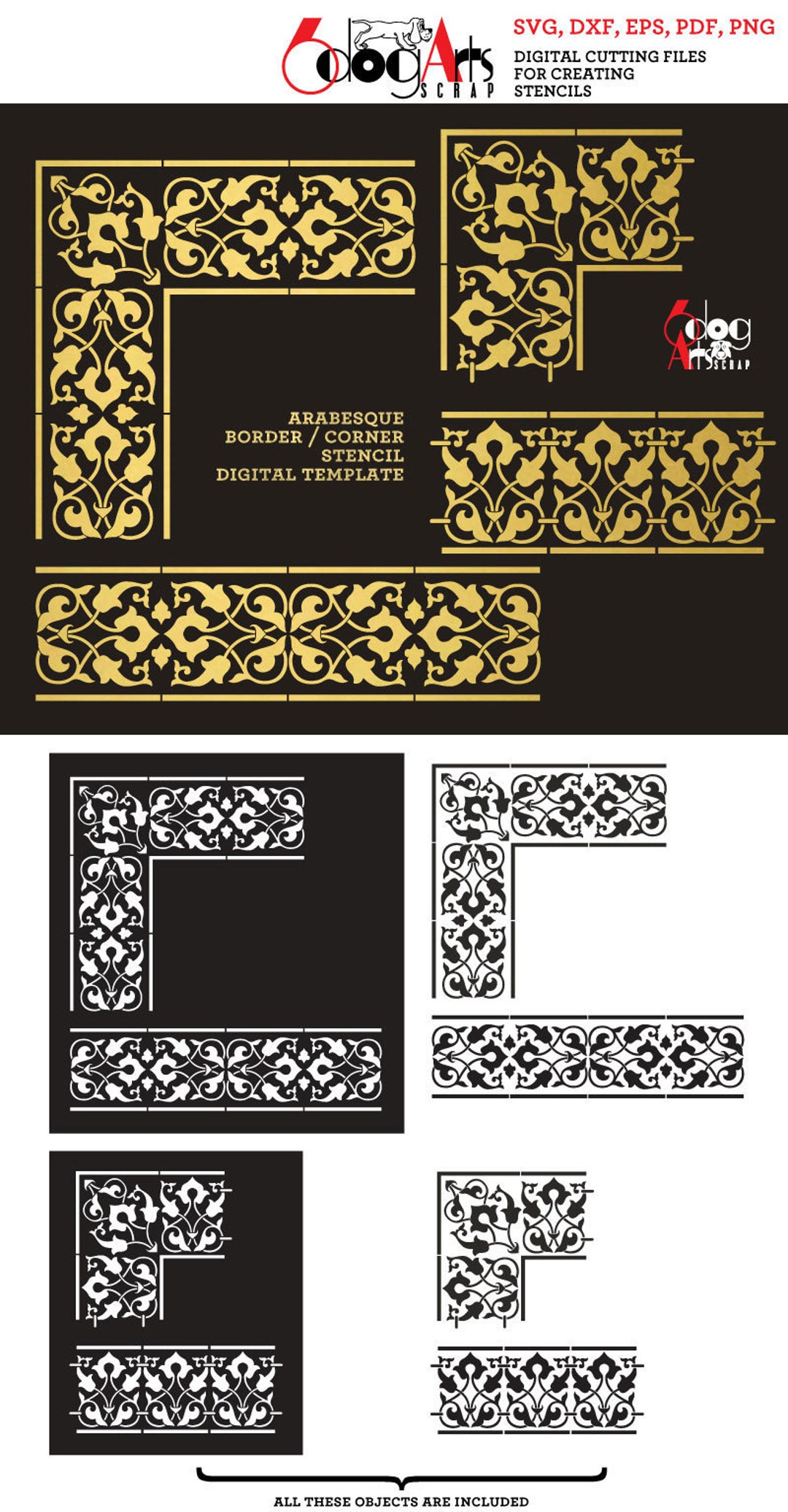 Damask Arabesque Corner Border Stencil / Decal Digital - Etsy