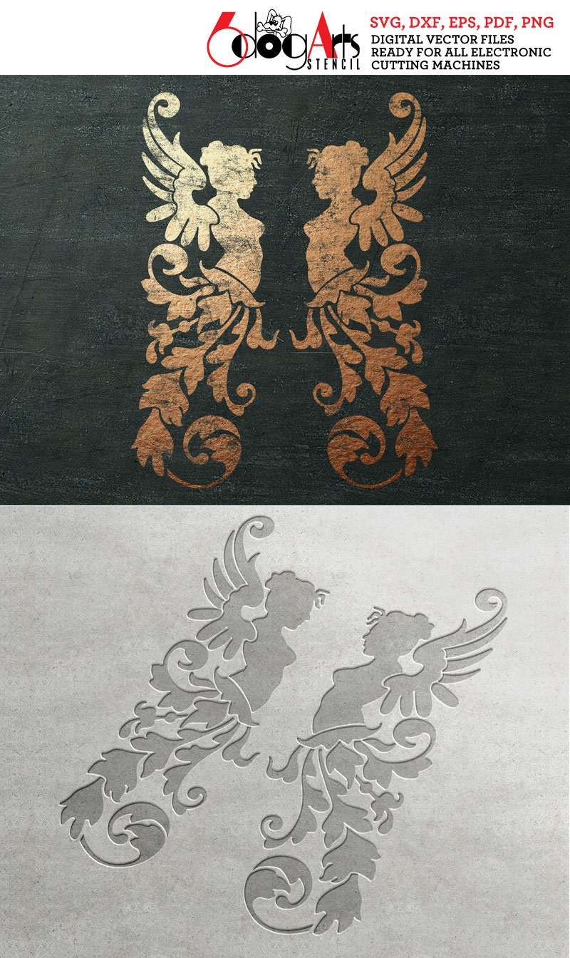 Baroque Design Stencil & Decal Digital Templates SVG DXF Files Vinyl ...