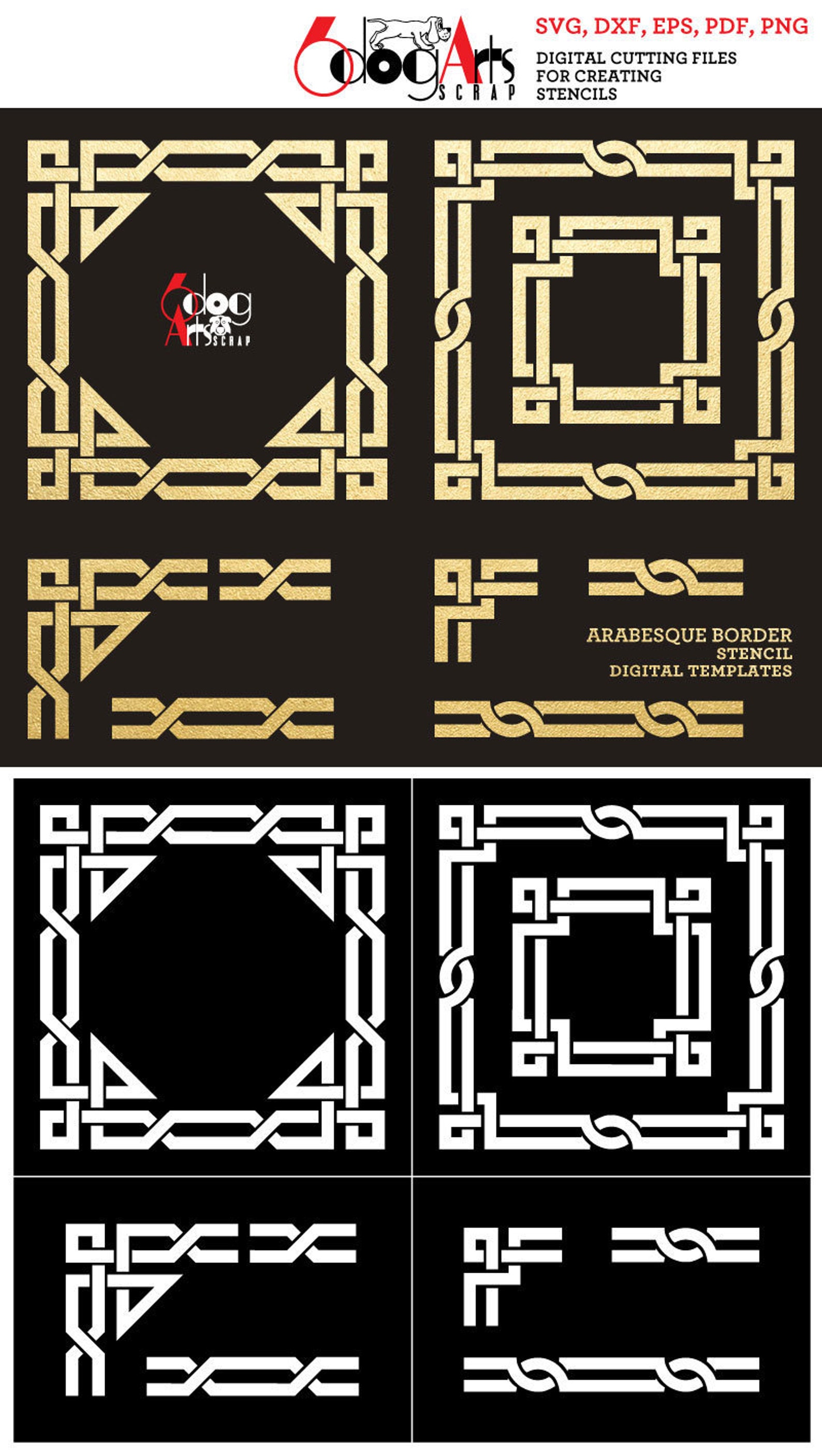 Arabesque Border Stencil & Decal Digital Templates SVG DXF Cut | Etsy
